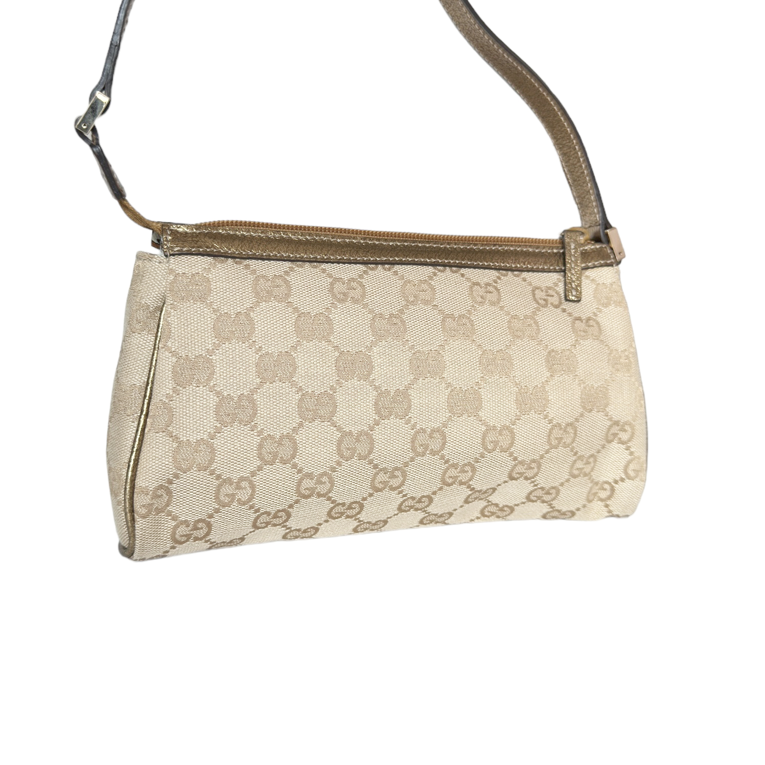 Gucci Monogram Mini Shoulder Bag in Beige / Metallic Gold – Nitryl