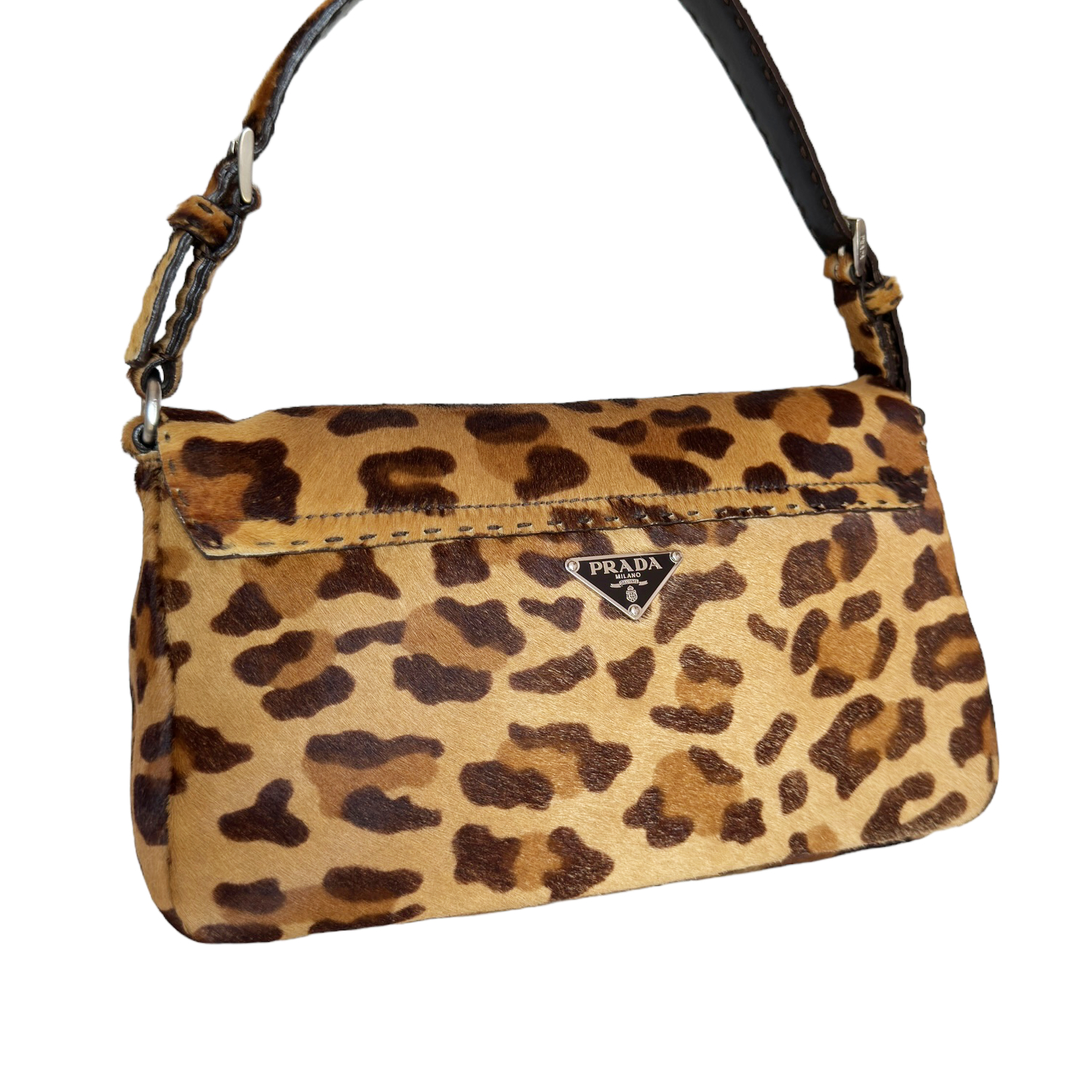 Prada Leopard Print Calfskin Buckle Shoulder Bag – Nitryl