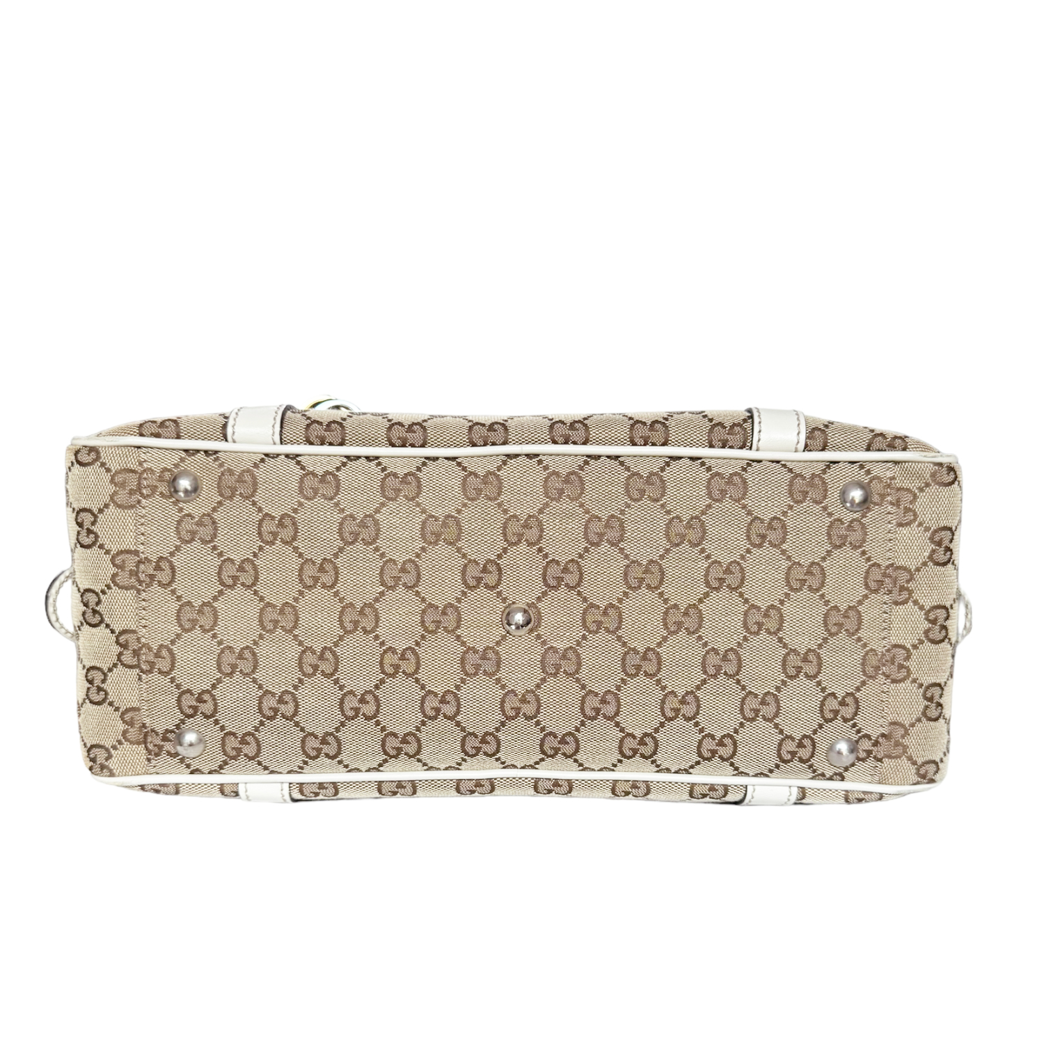 Gucci Monogram Logo Shoulder Bag in Beige / White / Gold / Silver – Nitryl