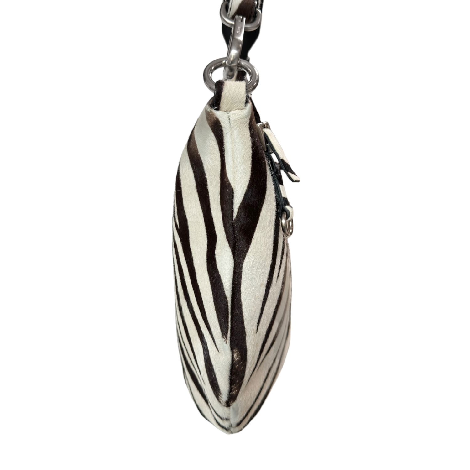 Prada Zebra Striped Calfkskin Shoulder Bag in White / Black / Dark ...