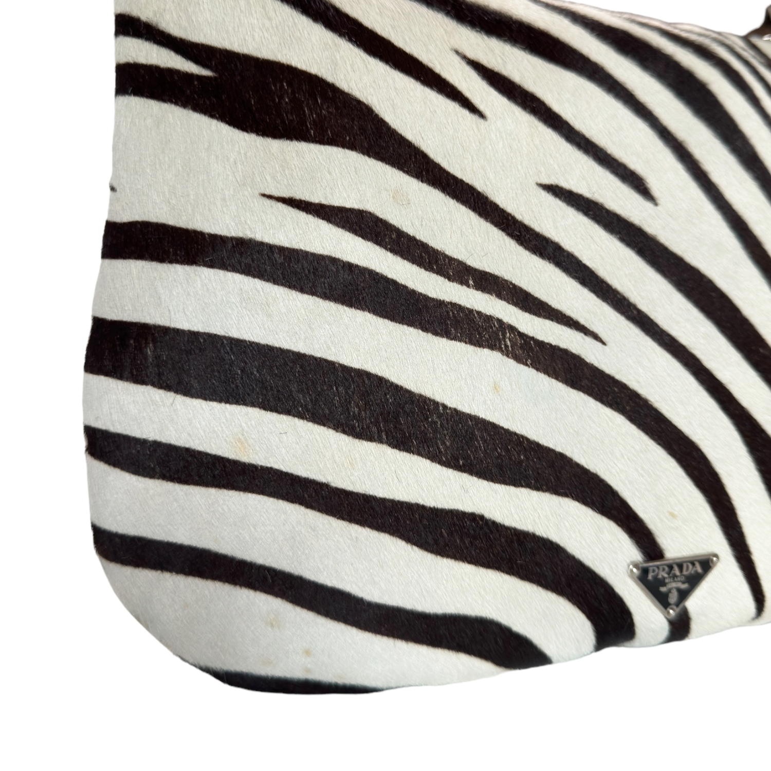 Prada Zebra Striped Calfkskin Shoulder Bag in White / Black / Dark ...