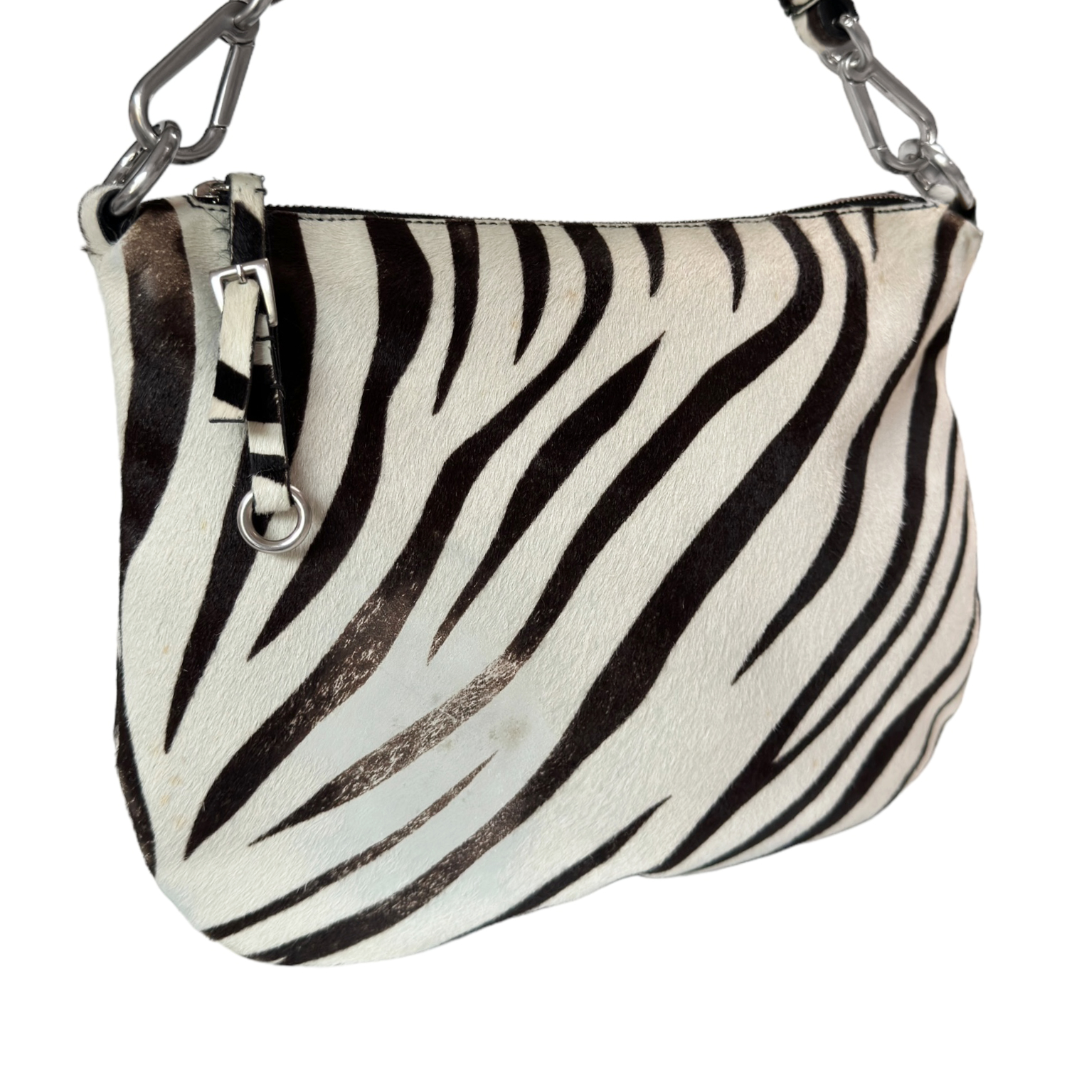 Prada Zebra Striped Calfkskin Shoulder Bag in White / Black / Dark ...